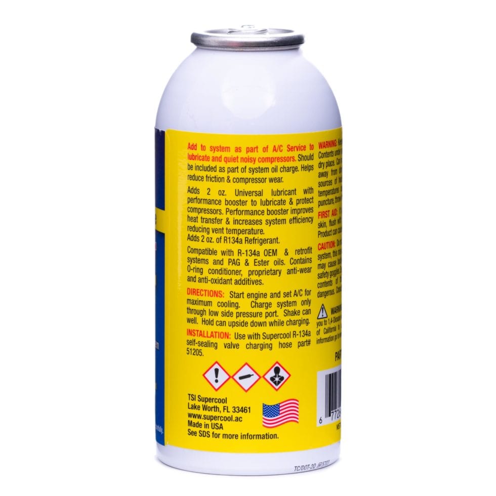 R134a Quiet Charge with UV Dye 4oz Aerosol - TSI Supercool